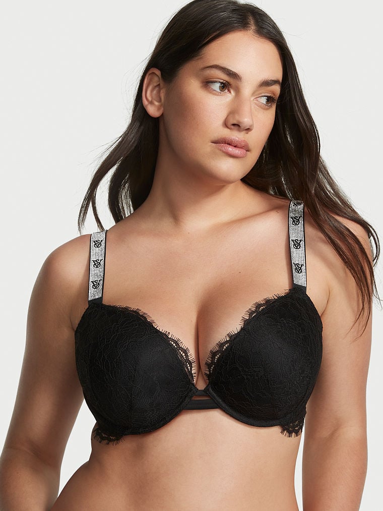 Bra Push Up De Encaje Con Tirantes Brillantes Push Up Victorias