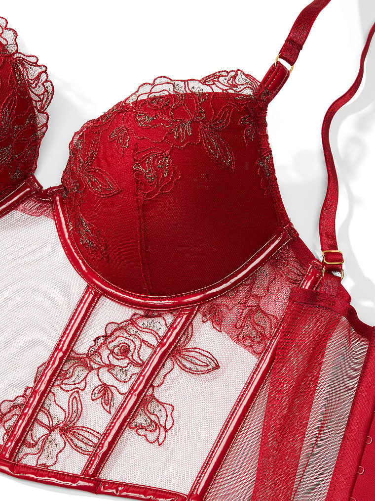 Top Estilo Corsé Push Up Bordado Midnight Affair Corset Victorias