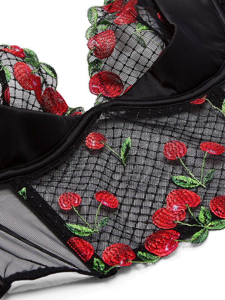 Top Estilo Corsé Con Cuarto De Copa Y Bordado De Cerezas Corset