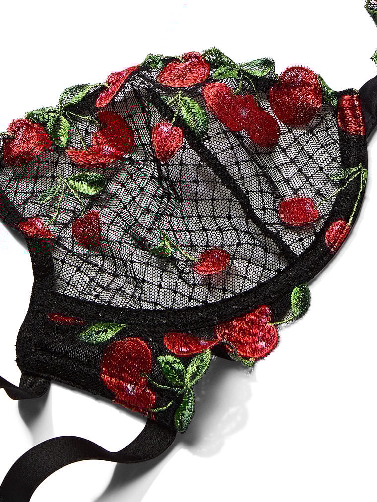 Bra Demi Escotado Con Bordado De Cerezas Bra Sin Relleno Victorias