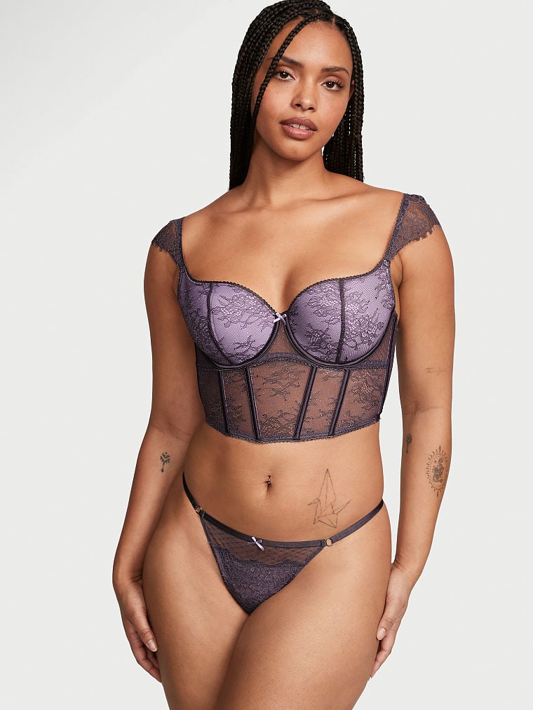 Top Estilo Corsé De Encaje Con Mangas Casquillo Corset Victorias