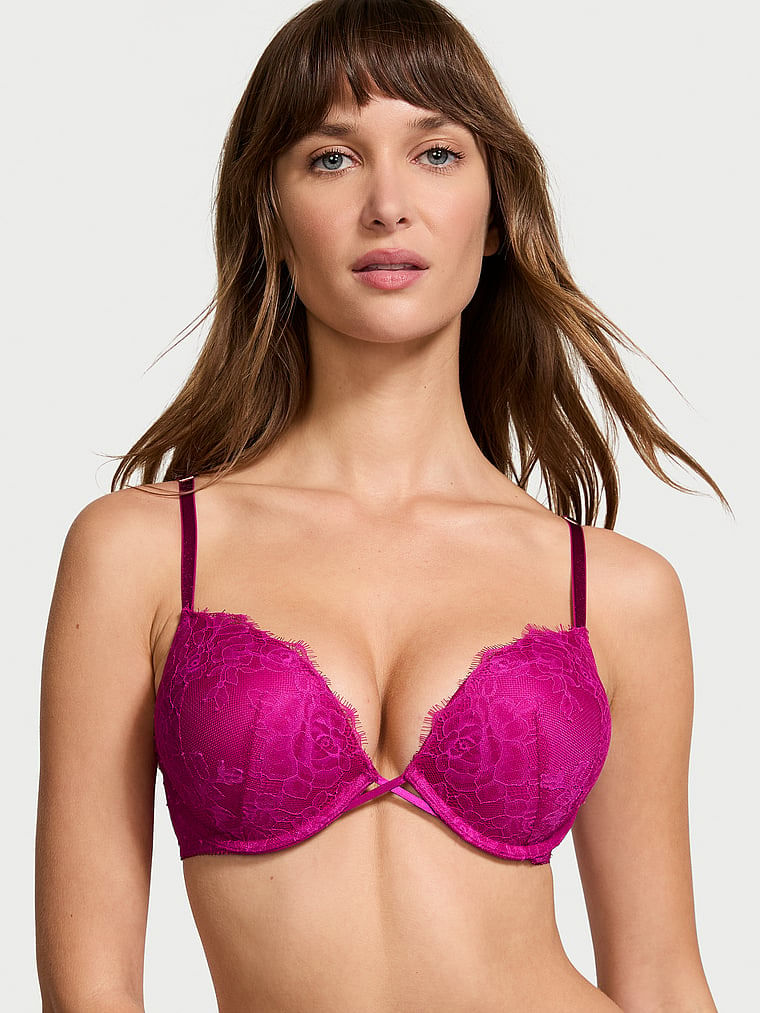 Bra Push Up Con Encaje De Rosas Agrega 2 Copas Bombshell Push Up