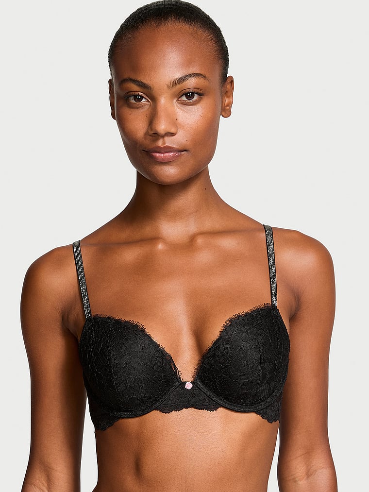 Bra Push Up De Encaje Con Tirantes Brillantes Push Up Victorias