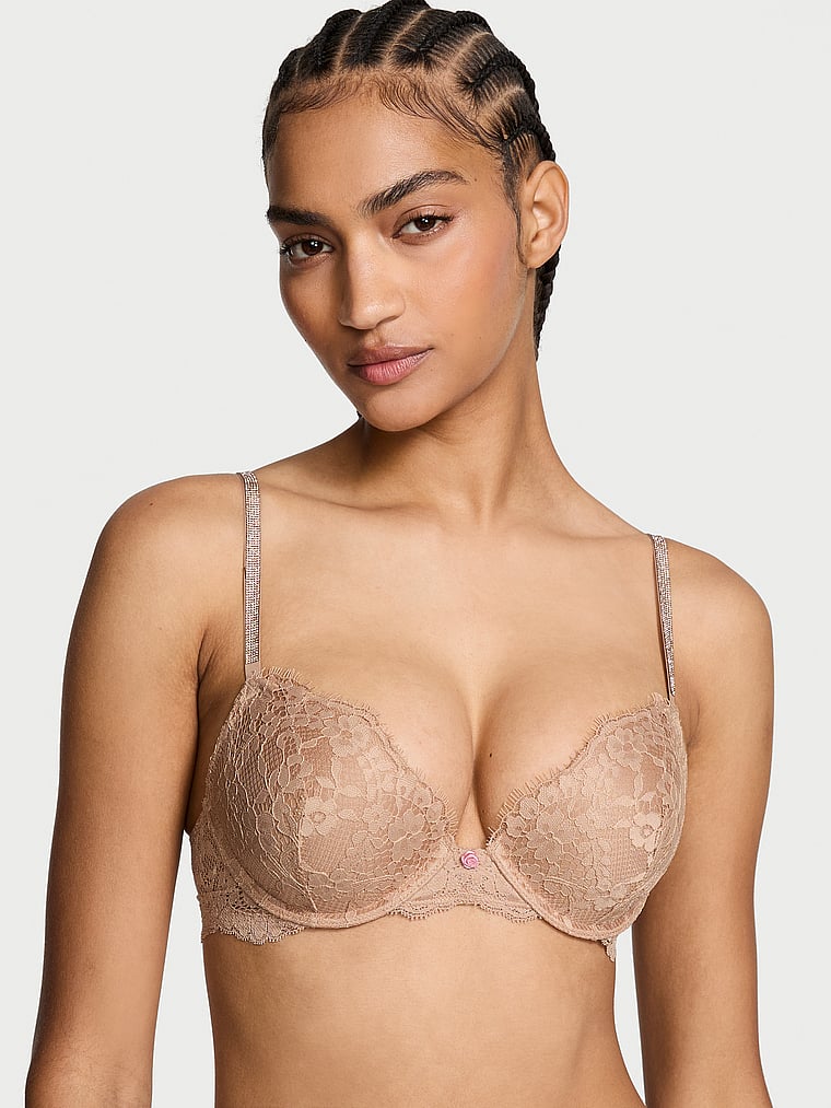 Bra Push Up De Encaje Con Tirantes Brillantes Push Up Victorias