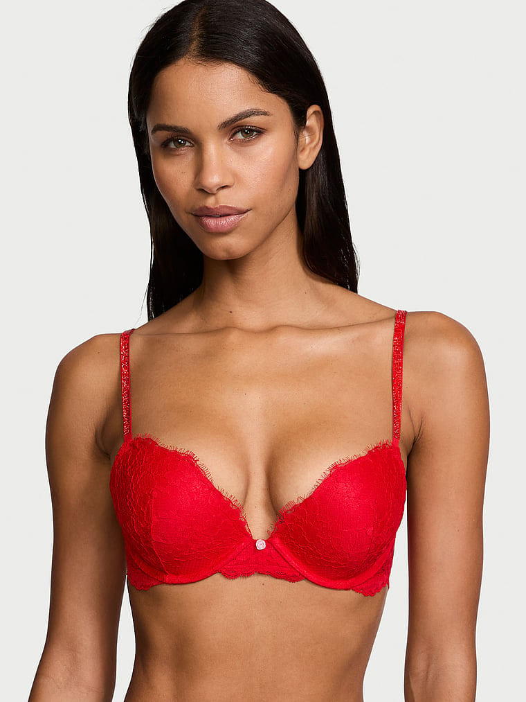 Bra Push Up De Encaje Con Tirantes Brillantes Push Up Victorias